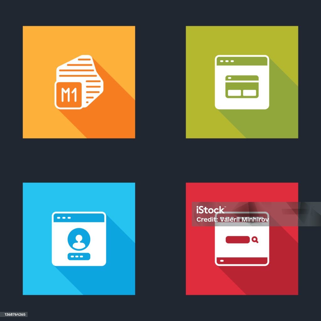Set Processor Search Engine Create Account Screen And Icon Vector Stock Illustration Download