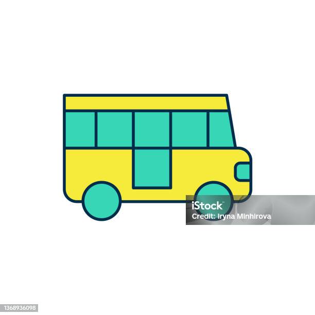 Contour Rempli Icône Dautobus Scolaire Isolée Sur Fond Blanc Symbole Du