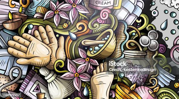 Pijat Tangan Digambar Spanduk Doodle Ilustrasi Rinci Kartun Ilustrasi