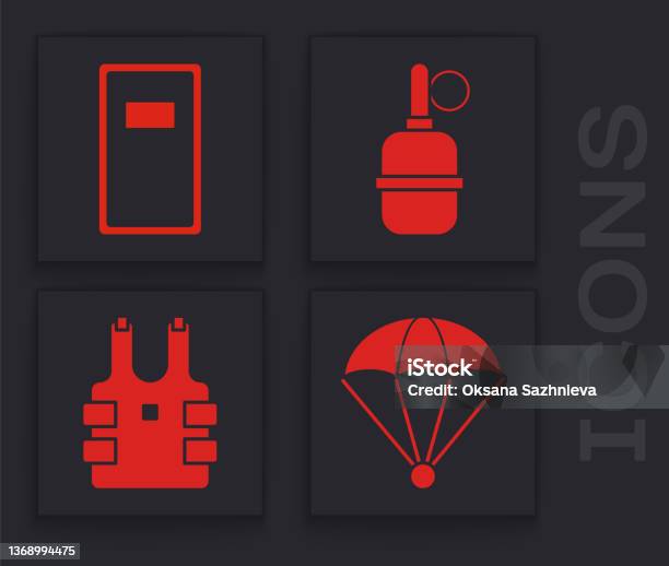 Réglez Parachute Bouclier Dassaut De La Police Grenade À Main Et Gilet