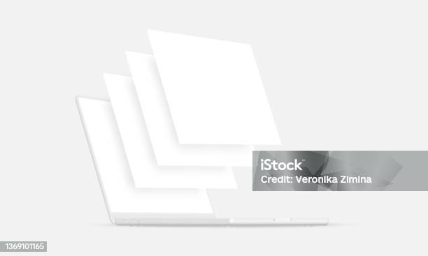 Clay Laptop Mockup Dengan Halaman Wireframe Kosong Untuk Desain Website