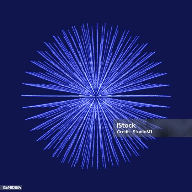 Bola Abstrak 3d Array Dengan Partikel Dinamis Elemen Sains Dan