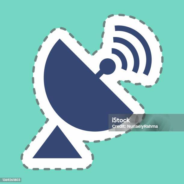Autocollant Antenne Parabolique Coupe De Ligne Illustration Simple