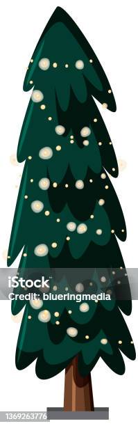 Pohon Natal Terisolasi Dihiasi Dengan Lampu Meriah Ilustrasi Stok