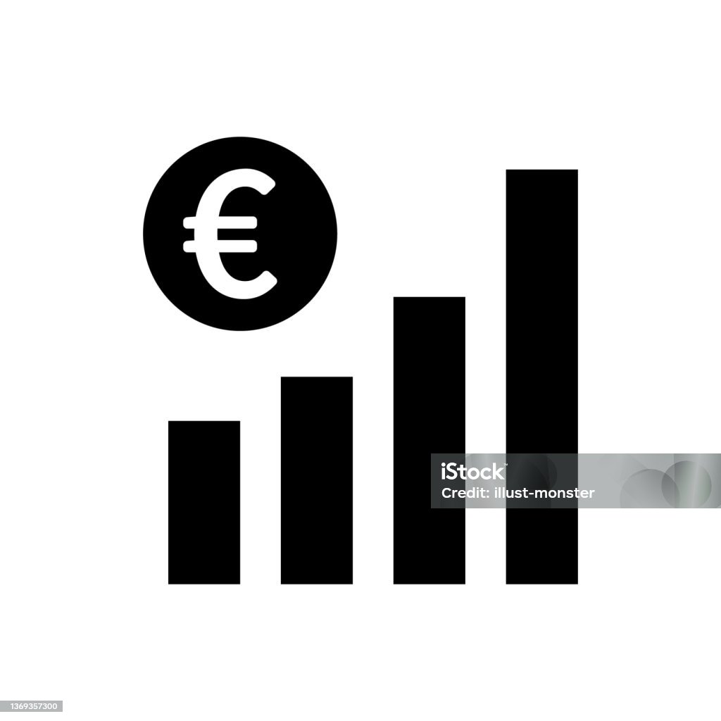 ユーロと棒グラフのシルエットアイコンユーロ価格上昇ベクトル ユーロ貨幣のベクターアート素材や画像を多数ご用意 ユーロ貨幣 ユーロ通貨