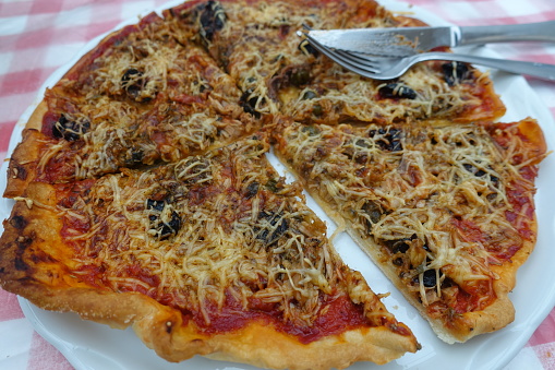 Pizza Buatan Sendiri Dengan Tuna Ikan Teri Zaitun Dan Caper Panggang ... Pizza Buatan Sendiri Dengan Tuna Ikan Teri Zaitun Dan Caper Panggang ...