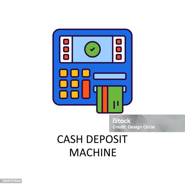 Vektor Mesin Setor Tunai Diisi Outline Icon Ilustrasi Desain Simbol