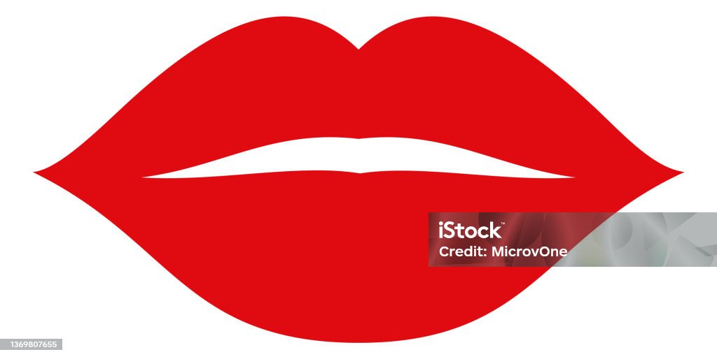 Red Lips Icon Woman Lipstick Mark Kiss Symbol Stock Illustration