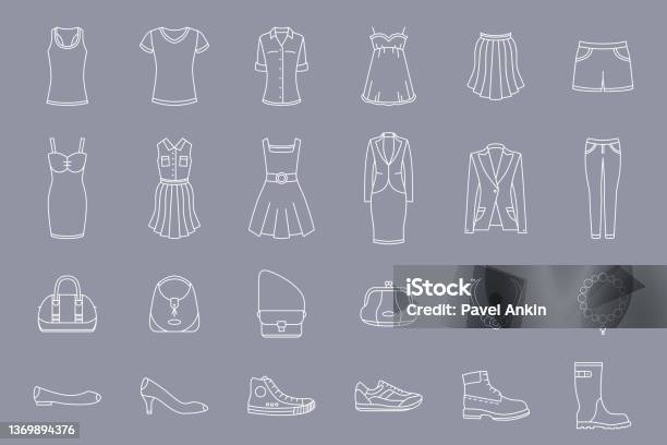 Womens Clothing 01 Icons Set 03 Stock Illustration Download Image Now