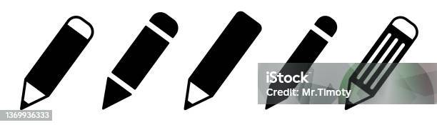 Jeu Dicônes De Crayon Icône De Stylo Stylo De Jeu De Symboles Modifier