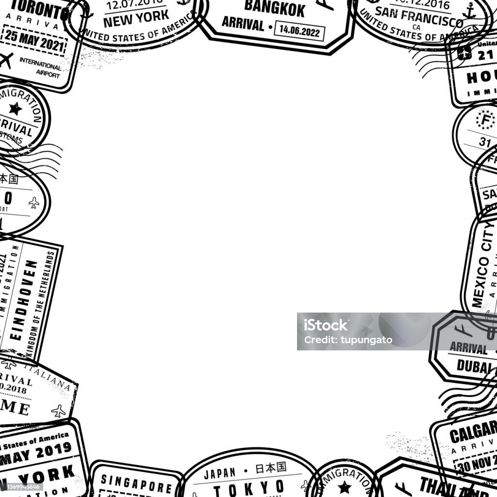 Passport Stamp Vector Frame Stock Illustration Download Image Now Passport Rubber Stamp