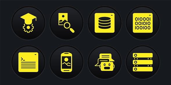 Set Web Developer Programming Code Binary Mobile Phone Chat Bot Server Data Photo Retouching And