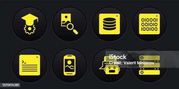 Set Web Developer Programming Code Binary Mobile Phone Chat Bot Server Data Photo Retouching And