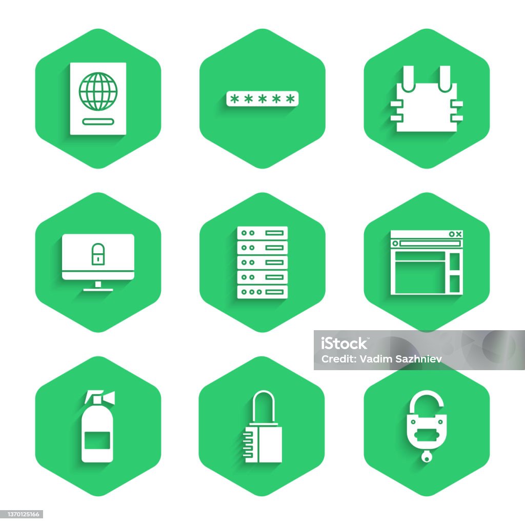 Set Server Data Web Hosting Safe Combination Lock Lock And Key Website Template Fire