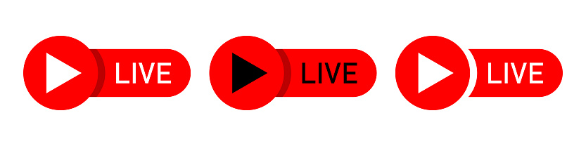 Ensemble Dicônes De Diffusion En Direct Symboles Rouges Et Boutons De