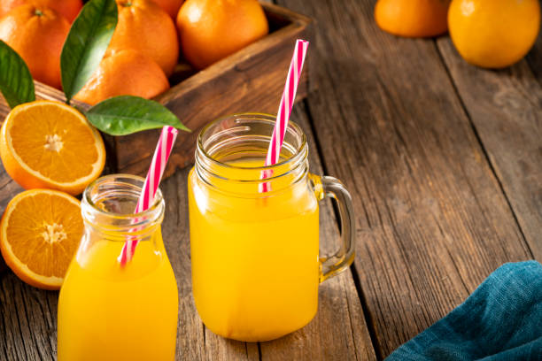 Free Stock Photo of Glass of Orange Juice With Bread and Fruit ...