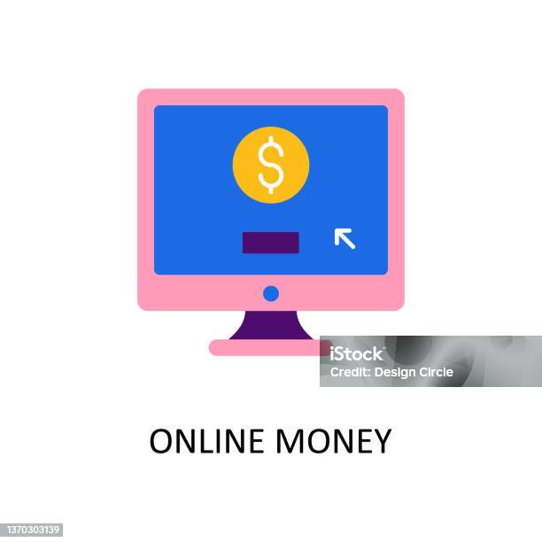 Ilustrasi Desain Ikon Datar Vektor Uang Online Simbol Perbankan Dan