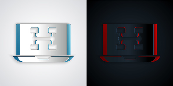 Paper Cut Hardware Diagnostics Condition Of Car Icon Isolated On Grey ... Paper Cut Hardware Diagnostics Condition Of Car Icon Isolated On Grey ...