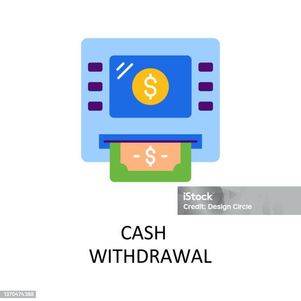 Ilustrasi Desain Ikon Datar Vektor Tarik Tunai Simbol Perbankan Dan