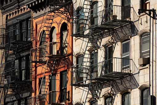 Gedung Loteng Soho New York City Fasad Dengan Pelarian Api Dan Batu