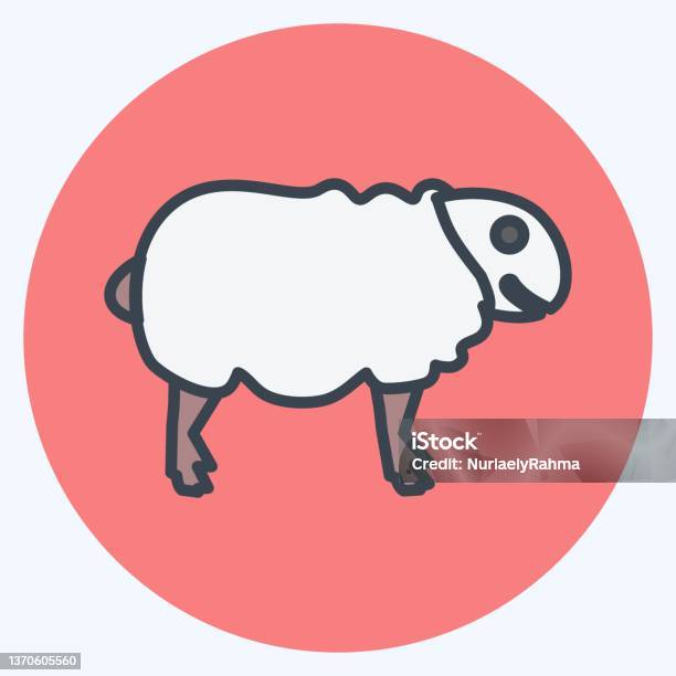 Icône De Mouton Dans Un Style De Compagnon De Couleur Tendance Isolé