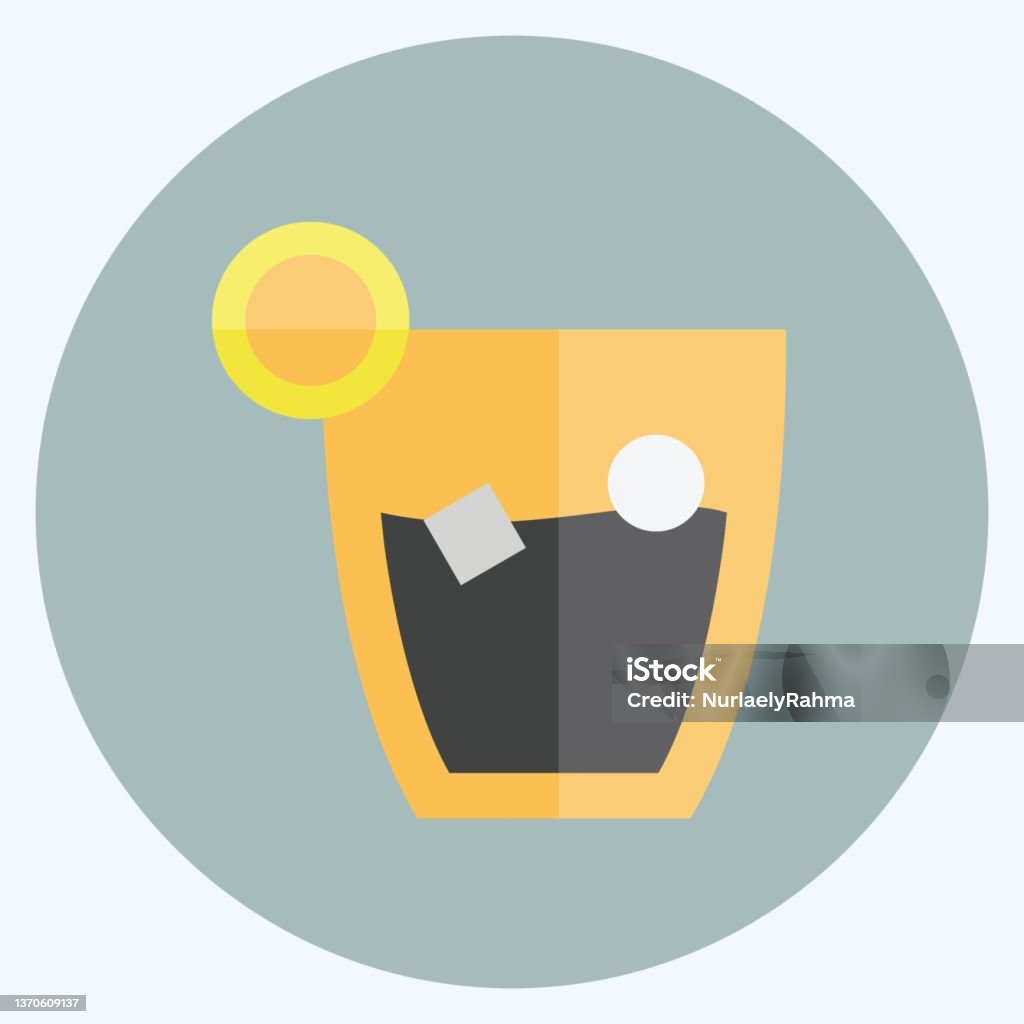 Whiskey Sour Icon Dans Un Style Plat Tendance Isolé Sur Fond Bleu Doux