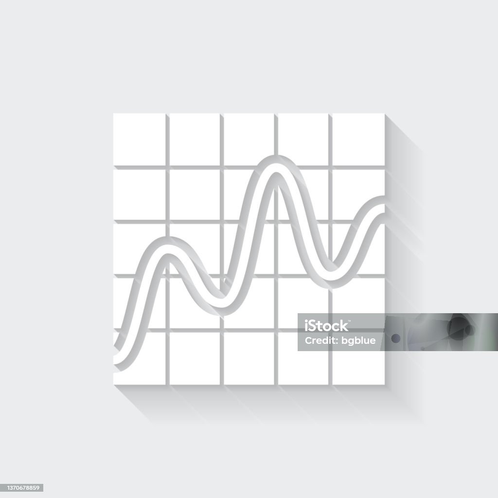 Graphique En Courbe Icône Avec Une Ombre Longue Sur Fond Vide Flat