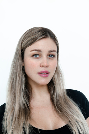 Clode Up Portrait Of Beautiful Young Blonde Plus Size Model With Professional Makeup Wearing