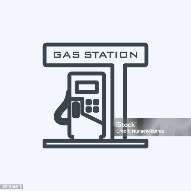 Icône De Stationservice Dans Un Style De Ligne Tendance Isolé Sur Fond