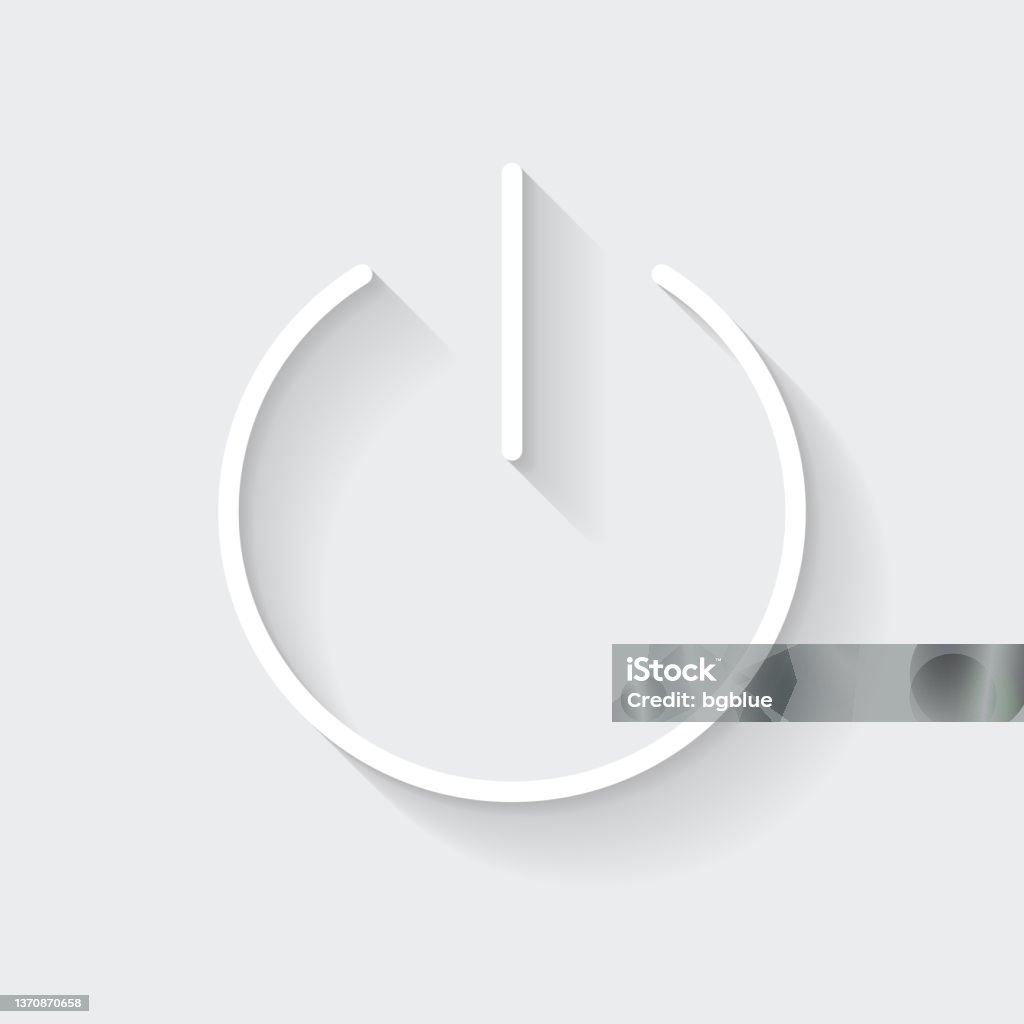 Pouvoir Icône Avec Une Ombre Longue Sur Fond Vide Flat Design Vecteurs