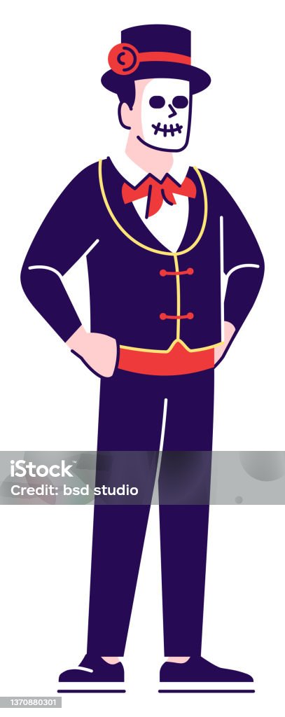 Vetores De Artista Masculino Vestindo Fantasia De Halloween Semi Plana