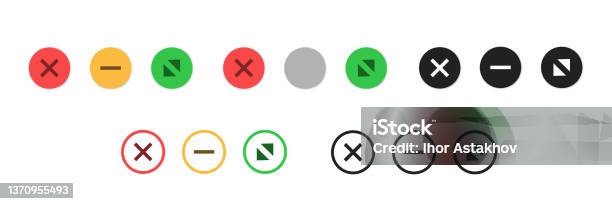 Multicolor Web Buttons Maximize And Minimize Round Buttons Vector Isolated Window Browser Icon
