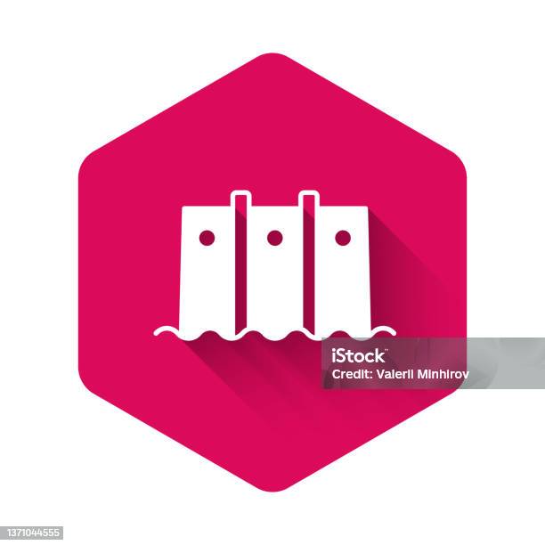 Ilustración de Icono De La Presa Hidroeléctrica Blanca Aislada Con Un ... Ilustración de Icono De La Presa Hidroeléctrica Blanca Aislada Con Un ...