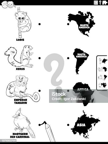 Cocok Dengan Halaman Buku Mewarnai Tugas Hewan Dan Benua Ilustrasi Stok ... Cocok Dengan Halaman Buku Mewarnai Tugas Hewan Dan Benua Ilustrasi Stok ...