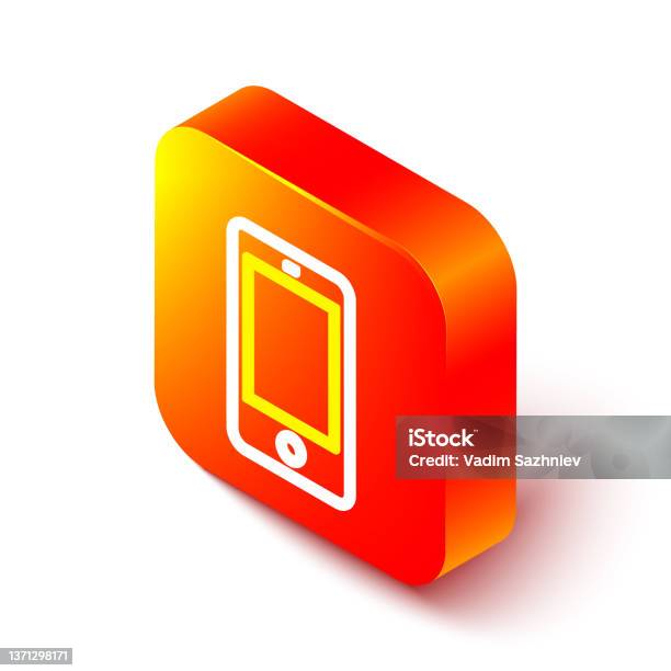 Isometrische Linie Smartphone Handysymbol Auf Weißem Hintergrund ... Isometrische Linie Smartphone Handysymbol Auf Weißem Hintergrund ...