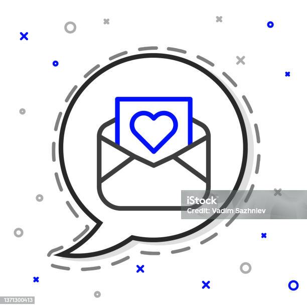 Linie Umschlag Mit Valentine Herzsymbol Isoliert Auf Weißem Hintergrund