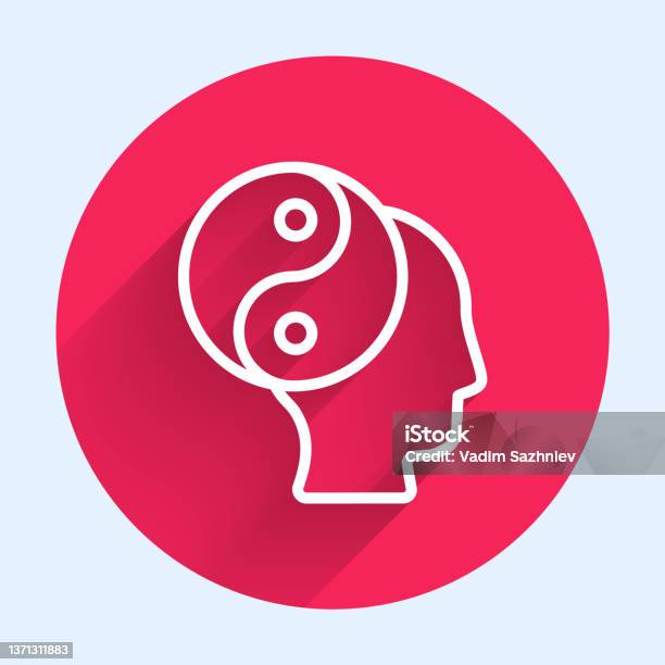 Weiße Linie Yin Yang Symbol Der Harmonie Und Balance Symbol Isoliert ... Weiße Linie Yin Yang Symbol Der Harmonie Und Balance Symbol Isoliert ...