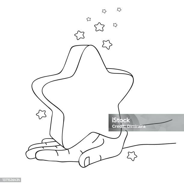 Étoile Tenant La Main Croquis Dessin Linéaire Dans Un Style Minimaliste