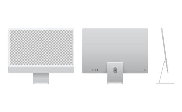 350 Pc Laptop Mockup White Background Stock Illustrations Royalty