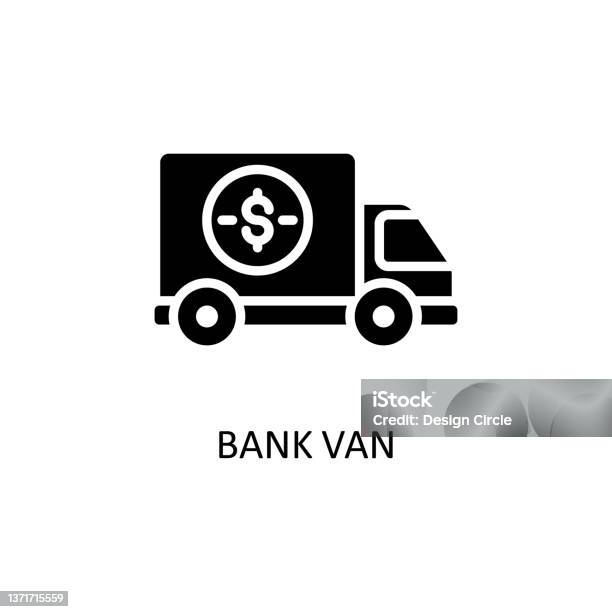 Ilustrasi Desain Ikon Solid Vektor Bank Van Simbol Perbankan Dan