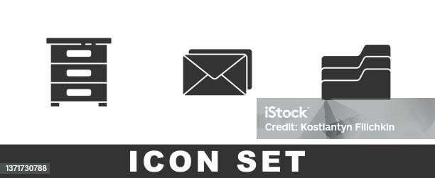 Atur Laci Dengan Ikon Folder Dokumen Amplop Dan Dokumen Vektor
