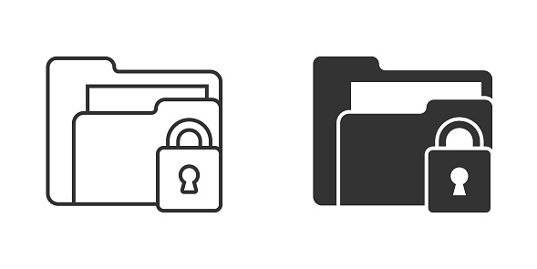Ikon Izin Folder File Dalam Gaya Datar Ilustrasi Vektor Akses Dokumen