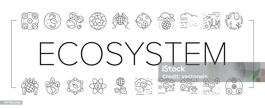 Ilustración De Ecosystem Environment Collection Icons Set Vector Y Más