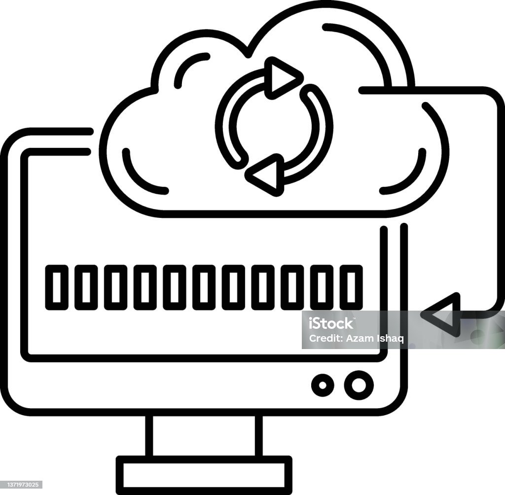 Data Sync In Progress With Remote Server Concept Automated Data Synchronization Vector Icon