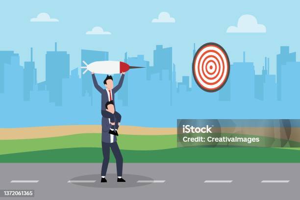 Two Businessmen Aiming A Dart To Target Stock Illustration - Download ... Two Businessmen Aiming A Dart To Target Stock Illustration - Download ...