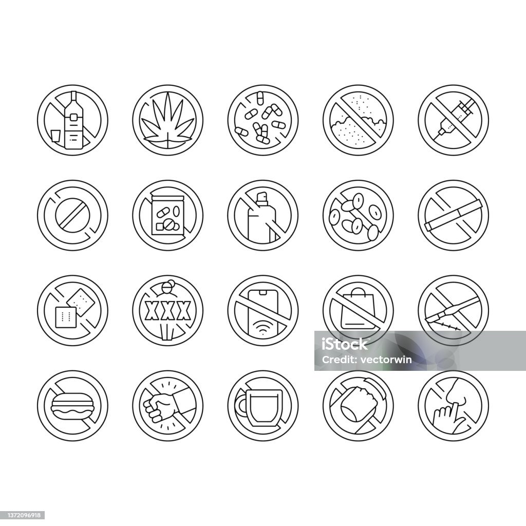 Addiction Substance Dependence Icons Set Vector Stock Illustration ... Addiction Substance Dependence Icons Set Vector Stock Illustration ...
