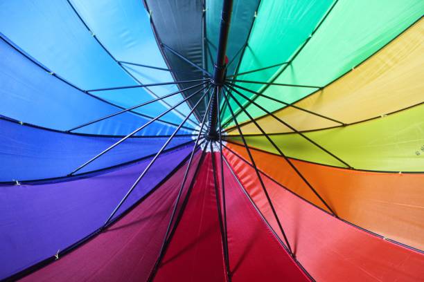 Free Stock Photo of Vibrant colored umbrella creating a tunnel ...