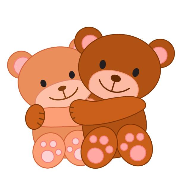 20 Cartoon Of Two Teddy Bears Hugging Each Other Stock Illustrations