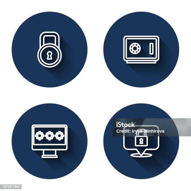 Vetores de Definir A Linha Lock Safe Monitor Com Senha E Com Sombra ... Vetores de Definir A Linha Lock Safe Monitor Com Senha E Com Sombra ...