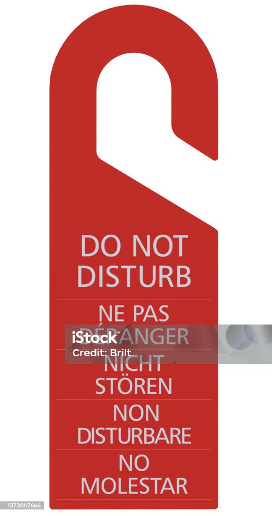 Red Do Not Disturb Sign Door Handle Cardboard Tag Vertical Isolated